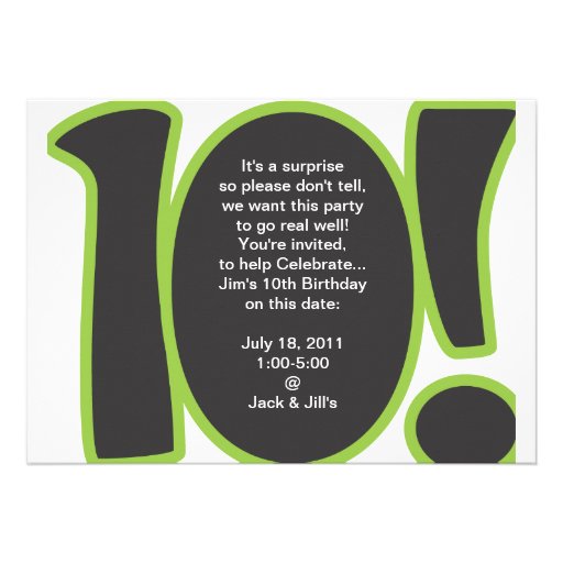 10th Birthday Invite 5 X 7 Invitation Card Zazzle