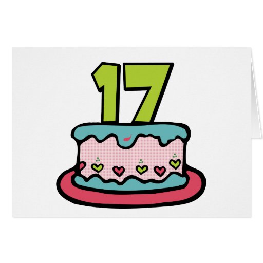 17 Year Old Birthday Cake Greeting Card