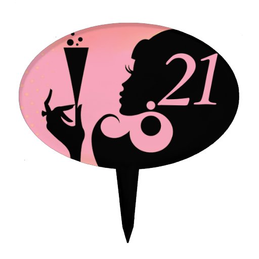 21st Birthday Party Cocktail Girl Pink Cake Topper Zazzle
