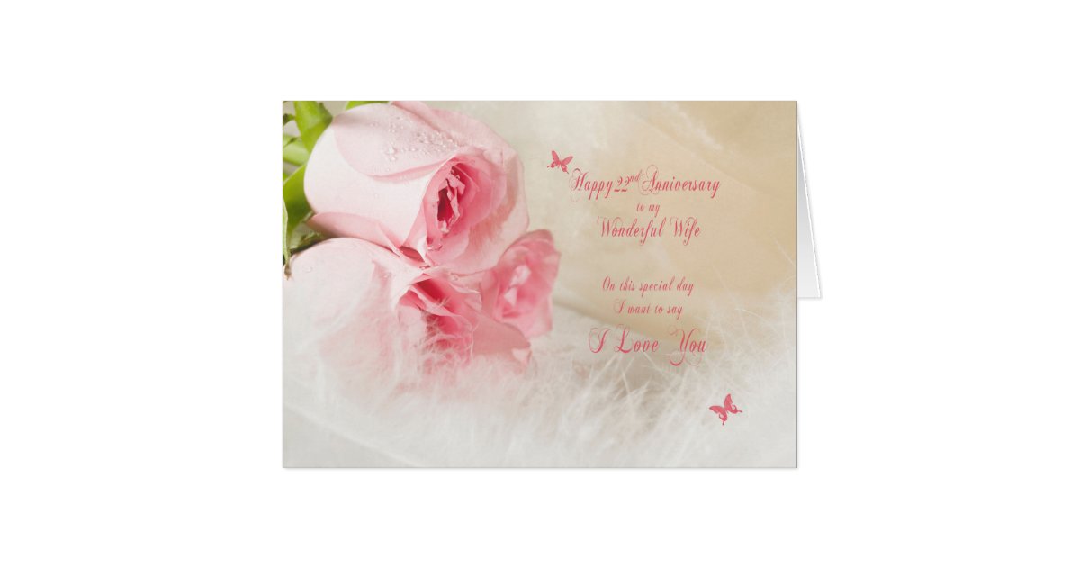 22nd Wedding Anniversary For Wife With Roses Card Zazzle 22nd Wedding Anniversary For Wife With Roses Card Zazzle