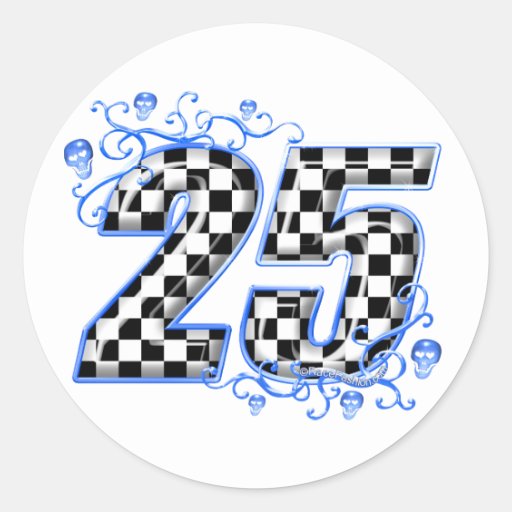 25 blue racing number classic round sticker | Zazzle 25 blue racing number classic round sticker | Zazzle