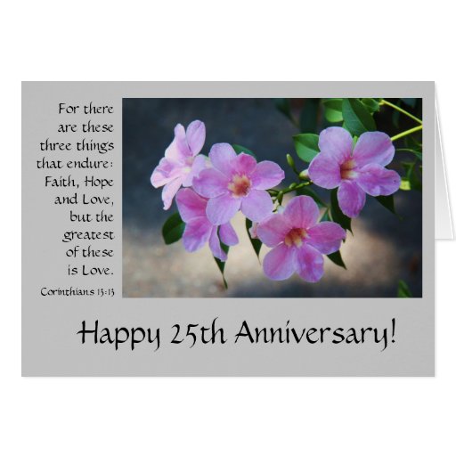 25th Anniversary Floral Bible Verse About Love Card Zazzle