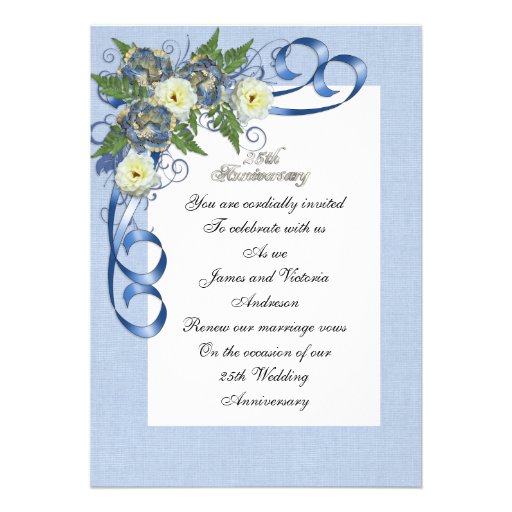 25th Anniversary Vow Renewal Elegant Floral Invitations Zazzle