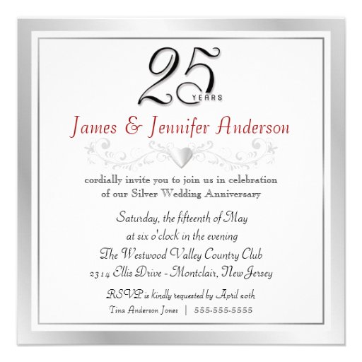 25th Wedding Anniversary Party Invitations Zazzle