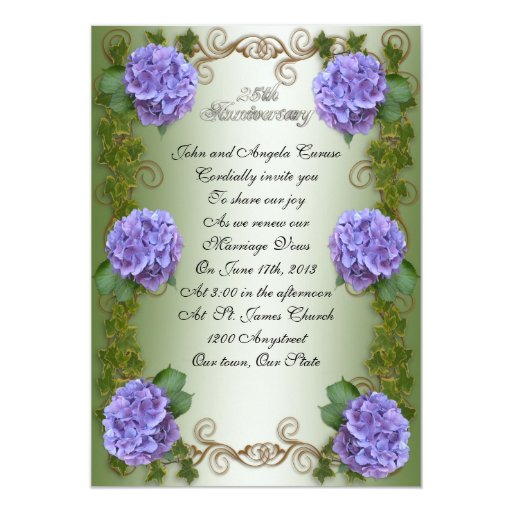 25th Wedding Anniversary Vow Renewal Hydrangeas Card Zazzle 25th-wedding-anniversary-vow-renewal-hydrangeas-card-zazzle