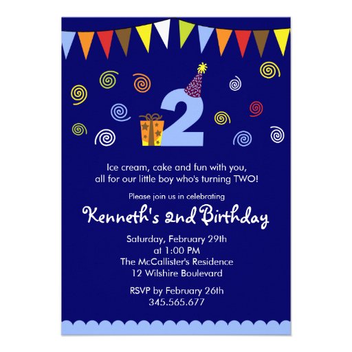 2nd Birthday Boy s Cute Party Invitation 2nd Birthday Boy s Cute Party Invitation