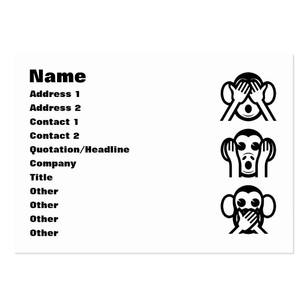 3 Wise Monkeys Emoji Business Card Templates