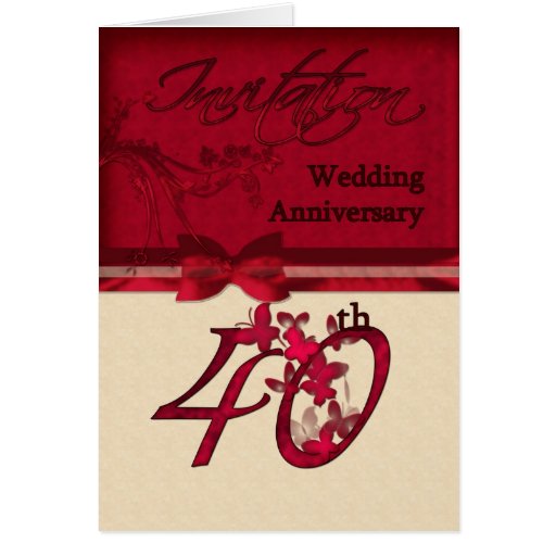 40th Wedding Anniversary Invitation Card Zazzle 40th Wedding Anniversary Invitation Card Zazzle