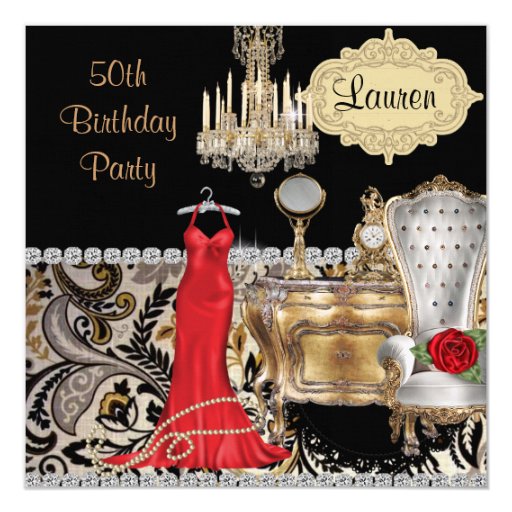 50th Birthday Vintage Bling Invitation Zazzle