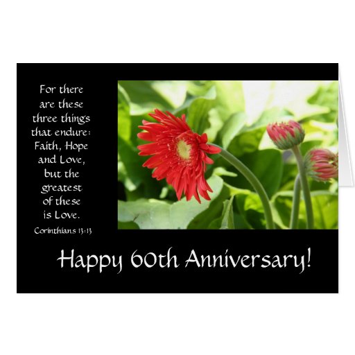 60th Anniversary Floral Bible Verse About Love Card Zazzle