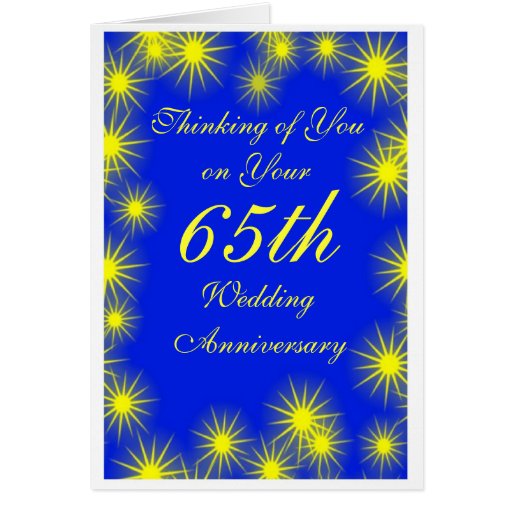 65th Wedding Anniversary Yellow Stars Card Zazzle