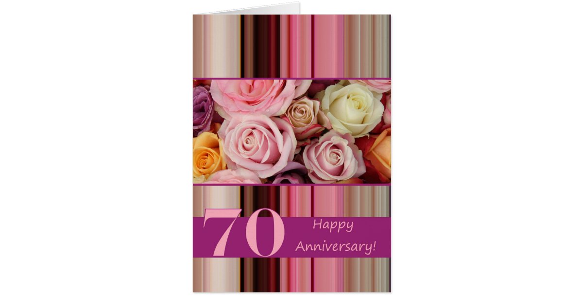 70th Wedding Anniversary Card Pastel Roses Stripe Zazzle 70th Wedding Anniversary Card Pastel Roses Stripe Zazzle
