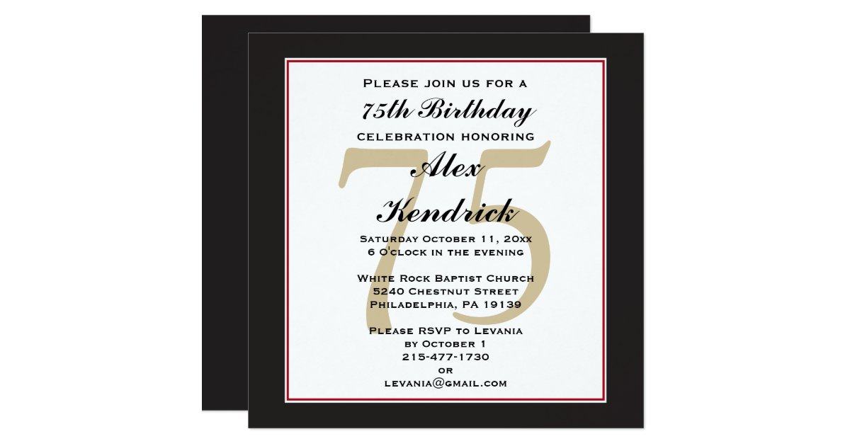 75th Birthday Invitation Zazzle 75th Birthday Invitation Zazzle