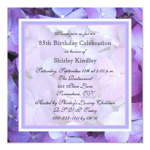 85th Birthday Party Invitation Purple Hydrangeas Zazzle 85th-birthday-party-invitation-purple-hydrangeas-zazzle