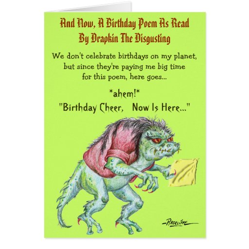 A Birthday Poem By Drapkin The Disgusting Card Zazzle A Birthday Poem By Drapkin The Disgusting Card Zazzle