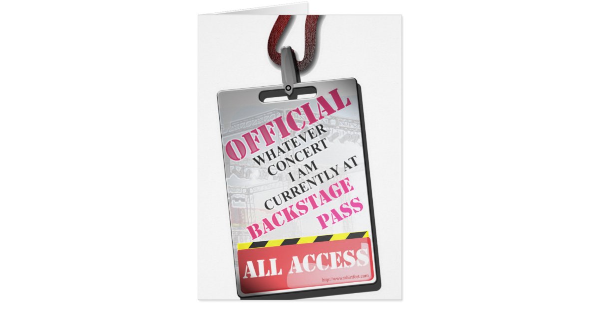 All Access Backstage Pass Card Zazzle