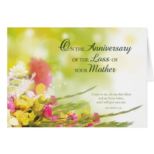 Anniversary Of Loss Of Mother Death Flowers Card Zazzle