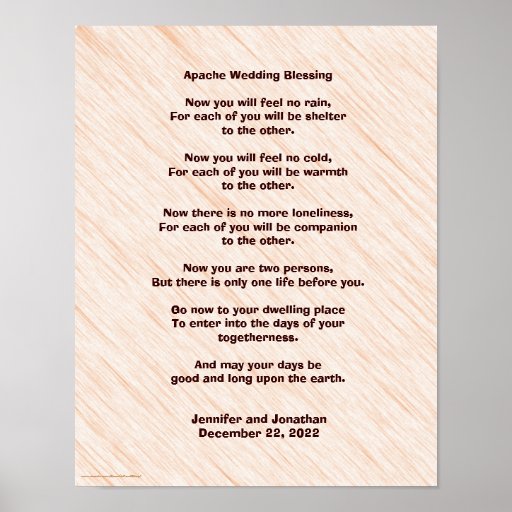 Apache Wedding Blessing Poster 11" x 14" Matte | Zazzle