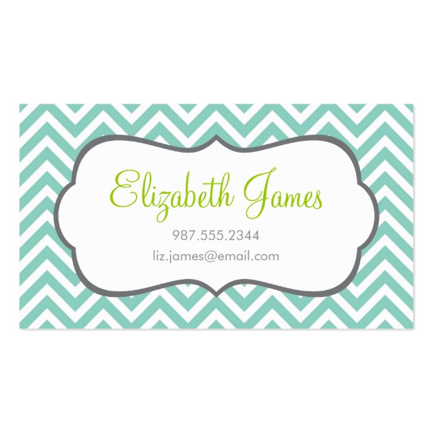 Aqua Chevron Business Card