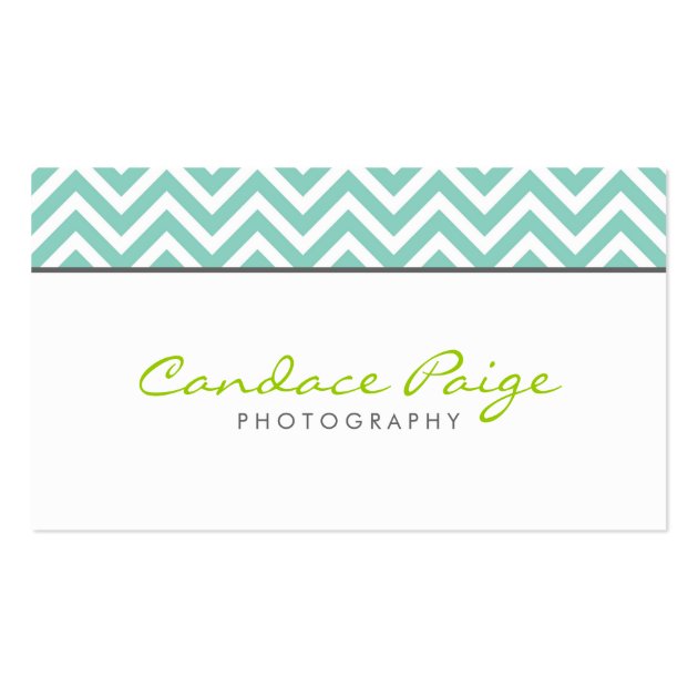 Aqua Modern Chevron Stripes Business Cards