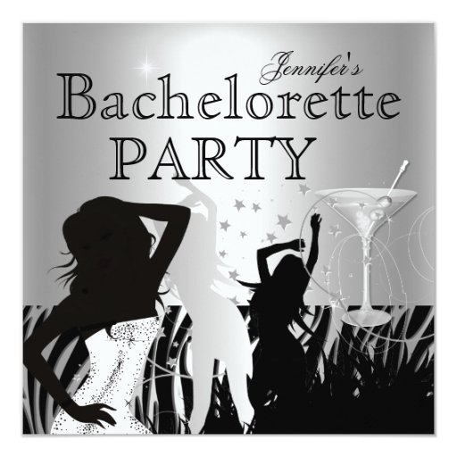 Bachelorette Party Black Silver Zebra Dance Invitation Zazzle