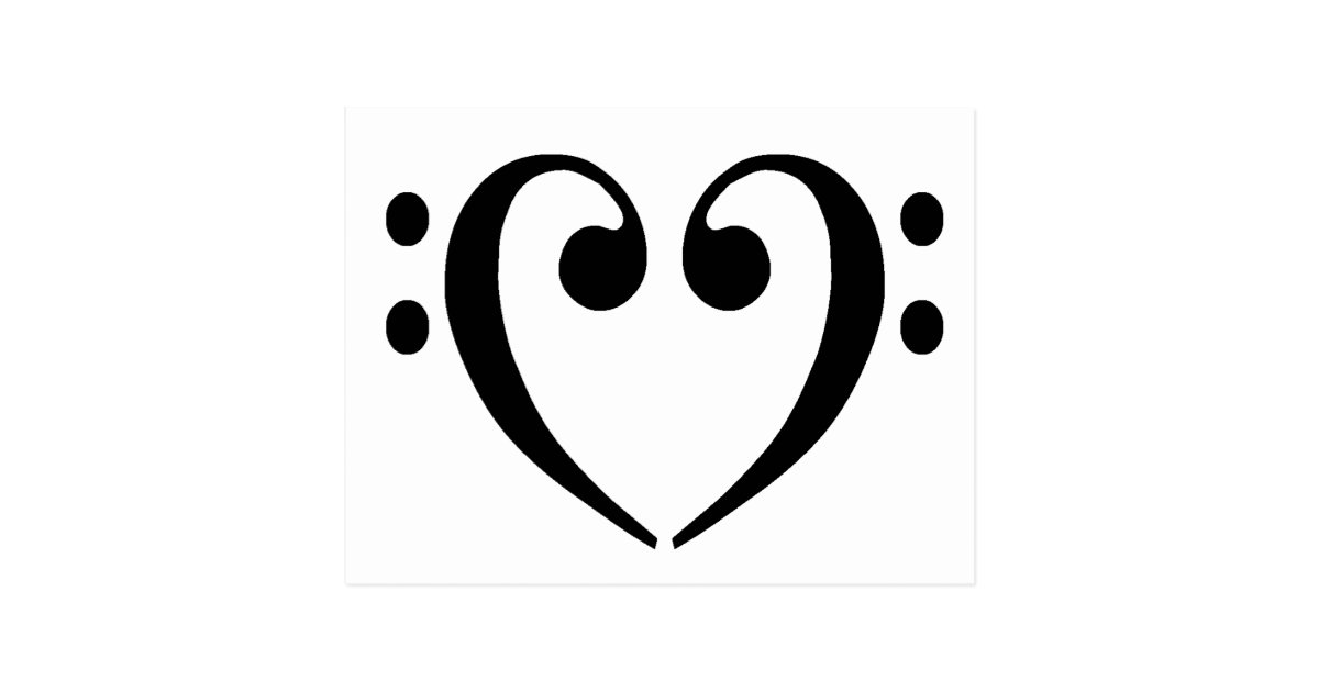 Bass Clef Heart Postcard Zazzle
