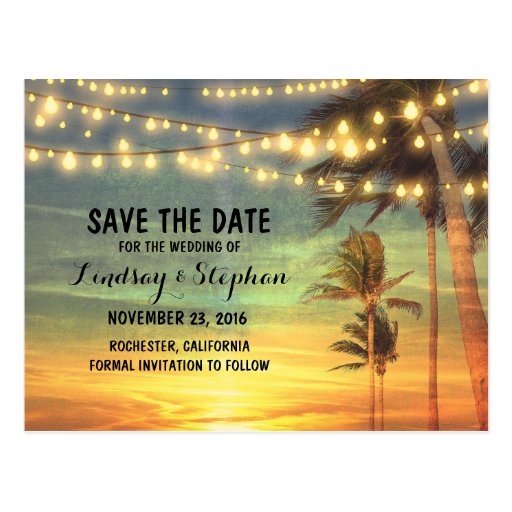 Beach Sunset Save The Date Postcards Zazzle