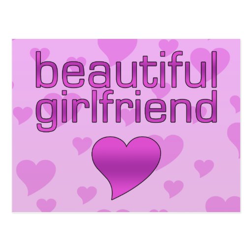 Beautiful Girlfriend Pink And Purple Love Hearts Postcard Zazzle