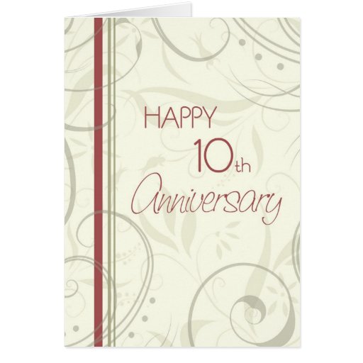 Beige Swirls Happy 10th Wedding Anniversary Card Zazzle Beige Swirls Happy 10th Wedding Anniversary Card Zazzle