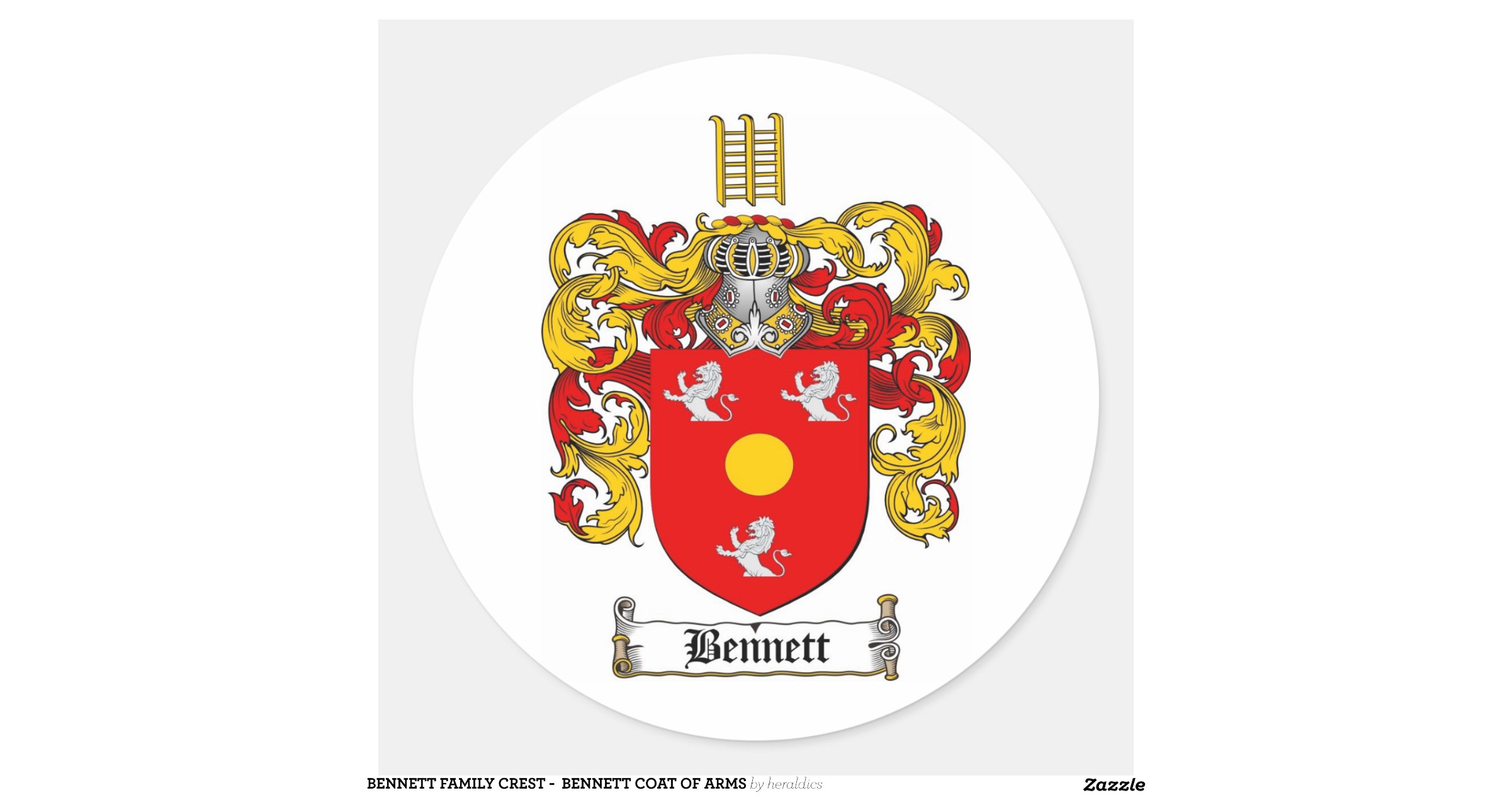 BENNETT FAMILY CREST - BENNETT COAT OF ARMS CLASSIC ROUND STICKER | Zazzle