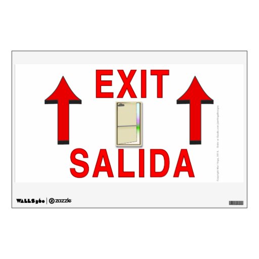 Bilingual English/Spanish door exit sign Wall Graphic | Zazzle Bilingual English/Spanish door exit sign Wall Graphic | Zazzle