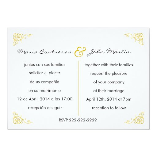 Bilingual English Spanish Wedding Invitation Zazzle Bilingual English Spanish Wedding Invitation Zazzle