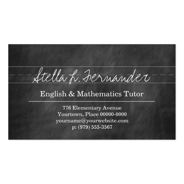Black Chalkboard Teacher Tutor Business Card