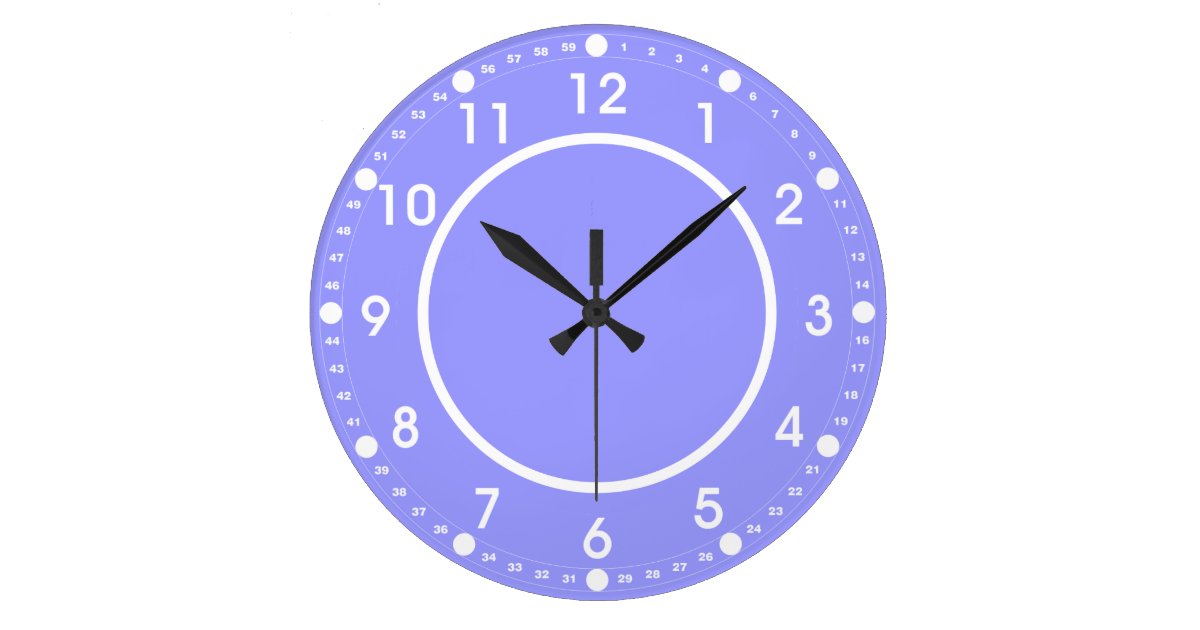 Bright Blue Clock white Numbers | Zazzle