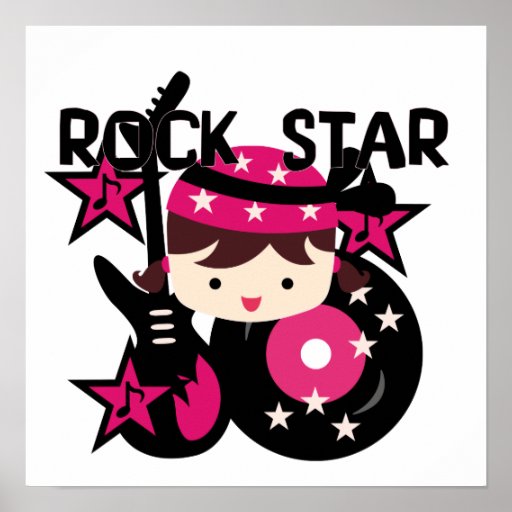 Brunette Rock Star Girl Poster Zazzle