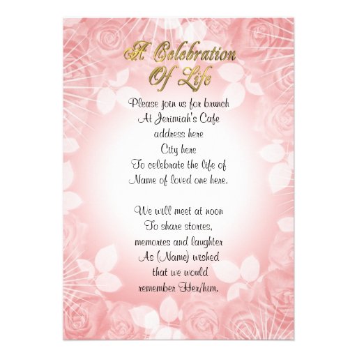 Celebration Of Life Invitation Pink Floral Zazzle