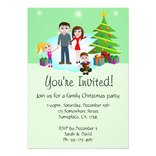 Christmas Family Party Invitations Invites 5 X 7 Invitation Card Zazzle