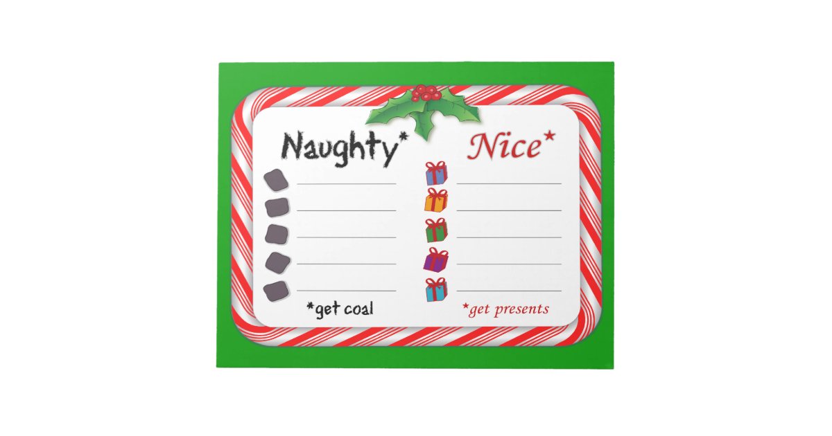 Christmas Naughty And Nice Checklist Notepad Zazzle