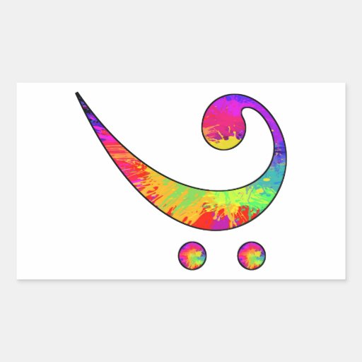 Colorful Bass Clef Rectangular Sticker Zazzle
