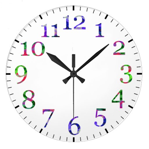 Colorful numbers wall clock. large clock | Zazzle