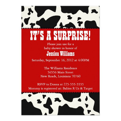 Personalized Cow Print Invitations CustomInvitations4U