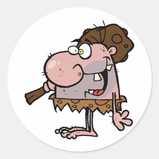 Crazy Caveman Classic Round Sticker Zazzle