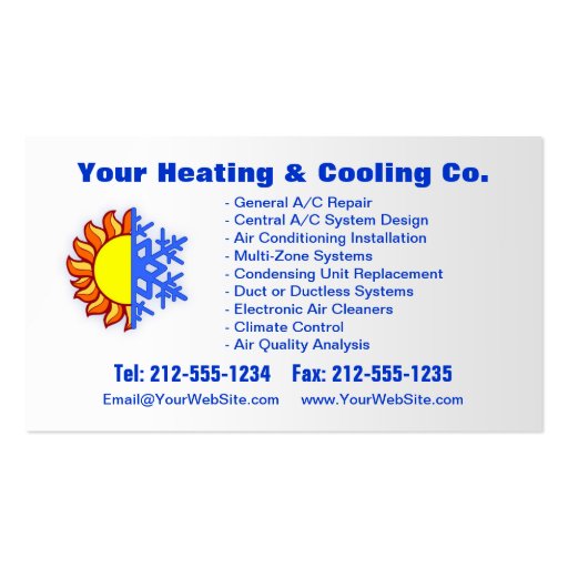 Hvac Business Card Templates BizCardStudio