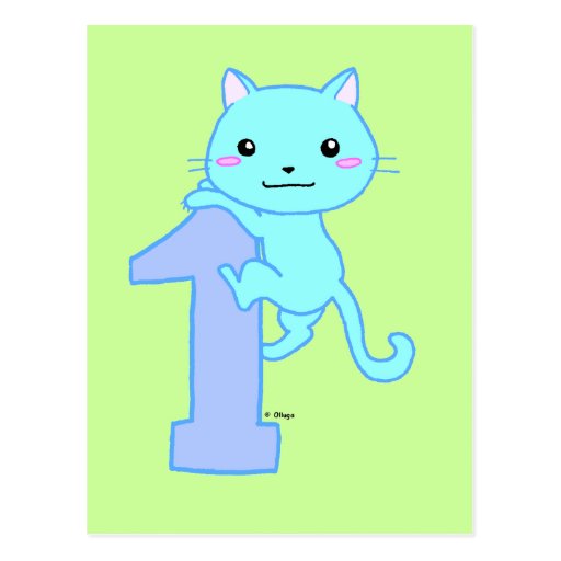 Cute cat number 1 postcard | Zazzle