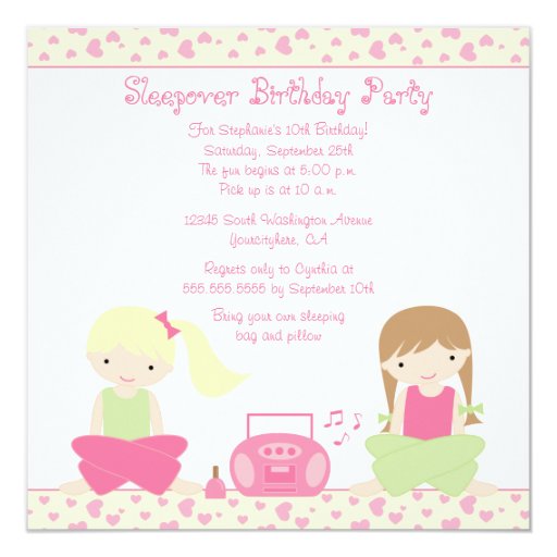 Cute Girls Sleepover Birthday Party Invitation Zazzle