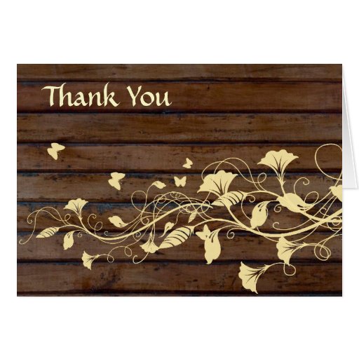 Dark Brown Wood Thank You Stationery Note Card Zazzle