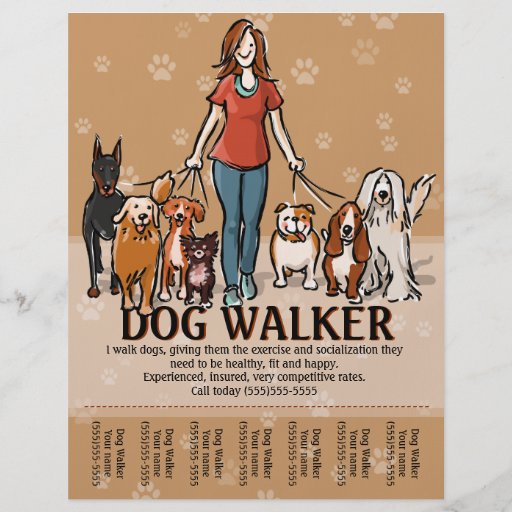 Dog Walker Dog Walking Advertising Template Flyer Zazzle