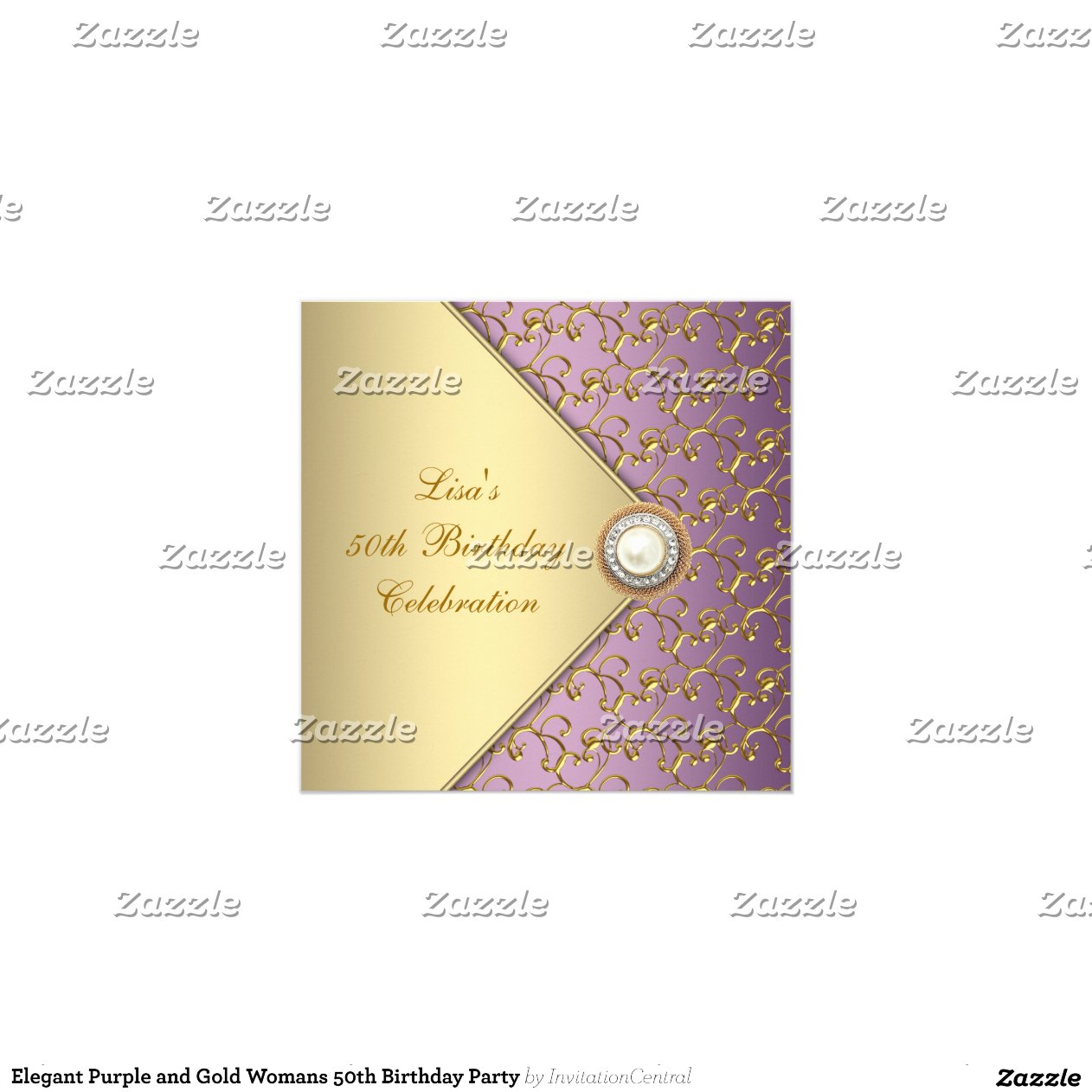 Elegant Purple And Gold Womans 50th Birthday Party 5 25x5 25 Square