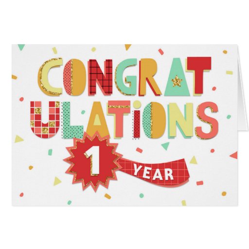 Employee Anniversary 1 Year Fun Congratulations Card Zazzle