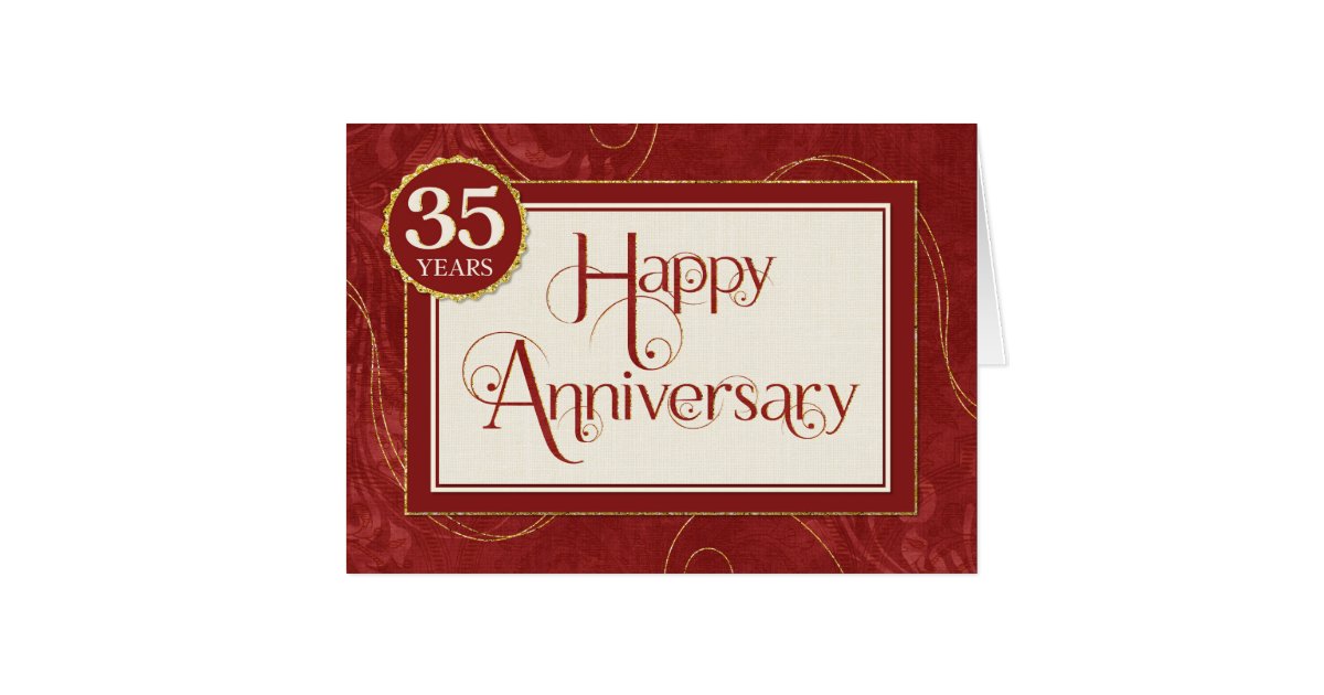 employee-anniversary-35-years-text-swirls-damask-card-zazzle